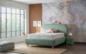 Čalouněná postel SHINY NEW s matrací - světle zelená 90 × 200 cm