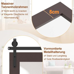 Costway Obdélníkové zrcadlo s dřevěným rámem Nerozbitné nástěnné