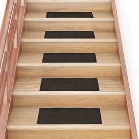 Schodové rohože samolepicí 15 ks 60 x 25 cm tmavě hnědé obdélníkové 326919
