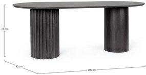 BIZZOTTO Jídelní stůl ORISSA černý 200x90 cm 0747218