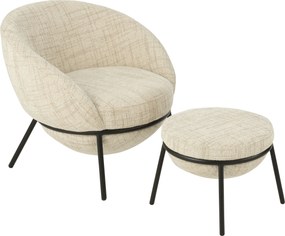 Béžové lounge křeslo s podnožkou Renon - 72*75*70 cm