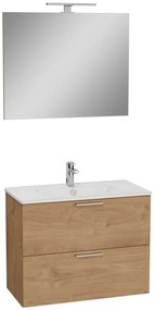 Koupelnová sestava s umyvadlem zrcadlem a osvětlením Vitra Mia 79x61x39,5 cm dub MIASET80D