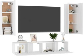 4dílný set TV skříněk bílý kompozitní dřevo 3074455