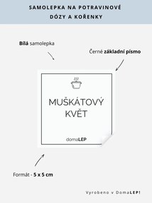 Samolepka na kořenky MUŠKÁTOVÝ KVĚT bílá 5 × 5 cm základní písmo