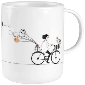 räder Porcelánový hrnek Ride a Bike 350 ml, bílá barva, porcelán