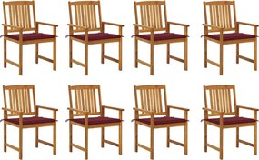 vidaXL Zahradní židle s poduškami 8 ks masivní akáciové dřevo [3078172] Barva: vínová červená