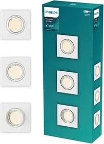 Philips Peridot Rec Kit Sq bílá / Vestavné bodové svítidlo / 3 ks / GU
