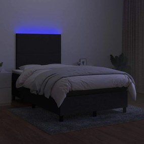 Box spring postel s matrací a LED černá 120 x 200 cm textil 3134703