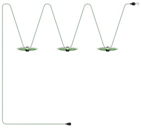 creative cables Světelný řetěz LUMET 'maioliche', textilní kabel od 10m délky, 3x objímky a stínidla, háček a zástrčka, IP44 Barva: Žluto-zelená