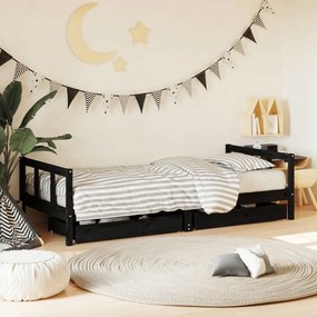 vidaXL Dětská postel se zásuvkami 90x200 cm masivní borové dřevo [834409] Barva: Černá