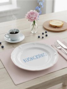 Sinsay - Keramický talíř s nápisem Buongiorno - pastelová růžová