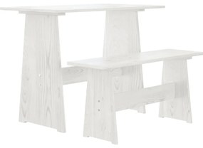 Jídelní stůl s lavicí bílý masivní borové dřevo - Default Title