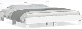 Rám postele s čelem bílý 200 x 200 cm kompozitní dřevo 3207392