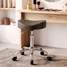 HOMCOM stolička, salonní stolička s výškově nastavitelnou výškou sedadla 51–66 cm a čalouněným sedadlem, otočným 360°, hnědá