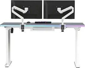 ULTRADESK Quest bílá šedá / Herní stůl / 140 x 70 cm / 72-120 cm / ele