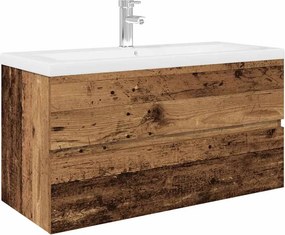 Umyvadlová skříňka s vestavěným umyvadlem a baterie staré dřevo 3328935