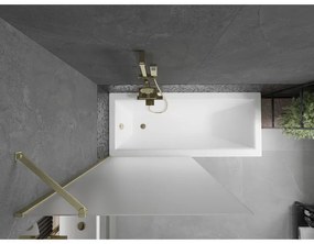Mexen Next, 1-křídlová vanová zástěna 90 x 150 cm, 6mm sklo námraza, zlatá matná, 895-090-000-00-30-55
