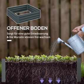 Outsunny 2-dílný vyvýšený záhon z oceli, studený rám pro rostliny, zahradní box na bylinky 100x100x30cm pro zahradu, balkon, terasu, záhon pro květin…