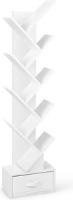 Costway Knihovna 10 Tier Tree Book se zásuvkou na podlaze stojící úložný regál