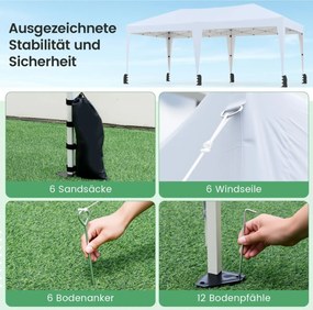 Costway Výsuvný skládací altán s taškou na kolečkách a UV ochranou 50+ – 3 × 6 m