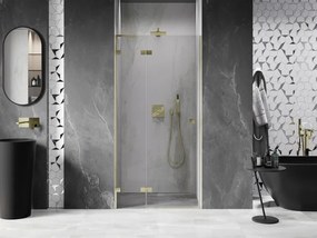 Mexen, Mexen Lunar L výklopné sprchové dveře levé 85 cm, transparentní, broušené zlaté - 834L-085-000-55-00-L