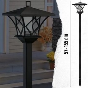 FlameGlow 155 cm – solární pochodňová lampa s 53 LED diodami a držákem na zeď nebo do země