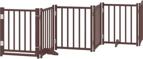 Zábrana pro psy s dvířky skládací 12 panelů hnědá 600 cm topol 3155716