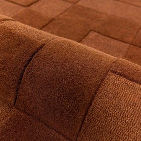 Ručně tkaný vlněný běhoun v terakotové barvě 60x230 cm Checkerboard – Flair Rugs