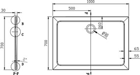 Aqualine Tecmi 100 x 70 x 3 cm PQ10070 obdélníková sprchová vanička litý mramor