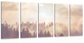 5-dílný obraz mlhavý les - 100x50 cm