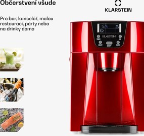 Klarstein Ice Volcano 2G, výrobník ledu, 12 kg/24 h, 2 l, LED, červený