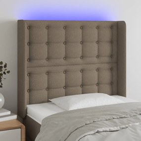 Čelo postele s LED taupe 103 x 16 x 118/128 cm textil