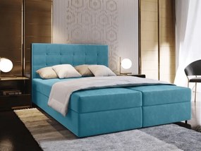 Čalouněná postel boxspring GLORIEN VELVET 140x200 cm modrá Matrace: Matrace Bonell pružinová