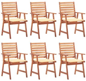 vidaXL Zahradní jídelní židle s poduškami 6 ks masivní akáciové dřevo