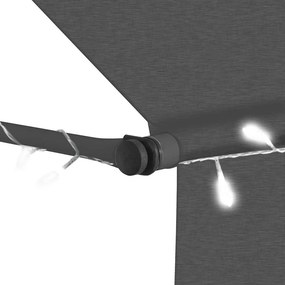 Ručně zatahovací markýza s LED světlem 350 cm antracitová 145867
