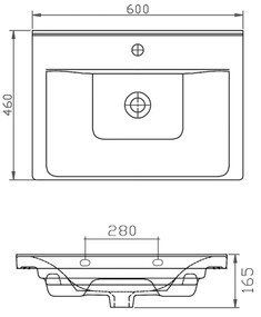 Sapho, SAVA 60 nábytkové umyvadlo 60x16,5x40 cm