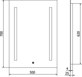 Mexen Remi, LED koupelnové zrcadlo s podsvícením 50 x 70 cm, 6000K, ochrana proti zamlžování, 9804-050-070-611-00