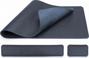 Podložka na stůl 80 × 40 cm s opěrkami zápěstí - 3-dílná sada - tmavě modrá