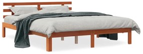 Rám postele s čelem voskově hnědý 180x200 cm masivní borovice - Default Title