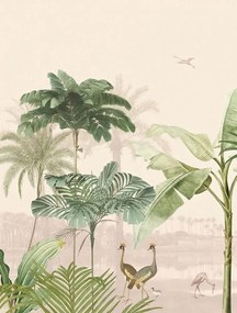Vliesová obrazová tapeta Oáza, palmy, ptáci 317404, 212 x 280 cm, Oasis, Eijffinger