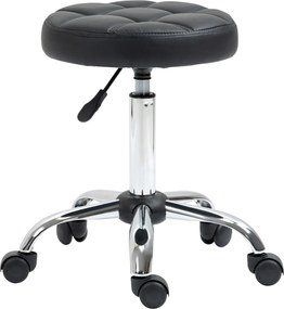 Vinsetto Roll Stool Výškově nastavitelná otočná pracovní stolička černá Ø35,5 cm, umělá kůže pro kancelář a salon 51-67 cm | Aosom.de