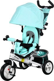 HOMCOM 6v1 Tříkolka s Rukojetí, Dětská Tříkolka s Odnímatelným Slunečním Clonou, Polstrováním a Balance Bike s 5-bodovým Bezpečnostním Pásem, Košíkem