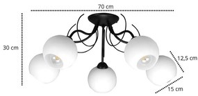 Stropní svítidlo ELIZA, 5x bílé skleněné stínítko (výběr ze 2 barev konstrukce)