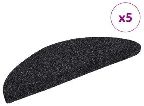 Schodové rohože samolepicí 5 ks 56 x 17 x 3 cm černé, půlkulaté 149678