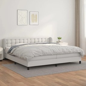 Box Spring Postel S Matrací Umělá Kůže Bílá tlačítka 200 x 200 cm