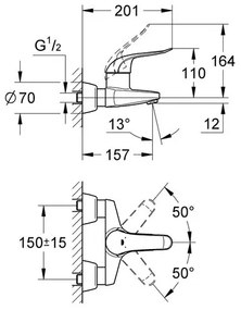 Grohe Euroeco Baterie umyvadlová nástěnná 32776000