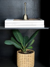 Hnědý obal na květináč s proutěným vzorem Corte - Ø 13,5*11,5cm