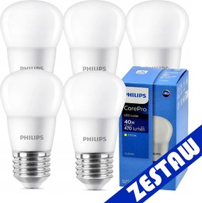 SADA 5x LED žárovka Philips E27 5W 470lm 2700K EyeComfort CorePro P45