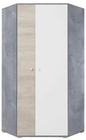 Meblar Rohová Šatní skříň Sigma SI2 Barva: - beton + bílý lux + dub