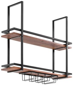 furniture-nabytek.cz - Masivní závěsná police Arvello z kovu a dřeva, lakovaná, hnědá – 100×25×80 cm